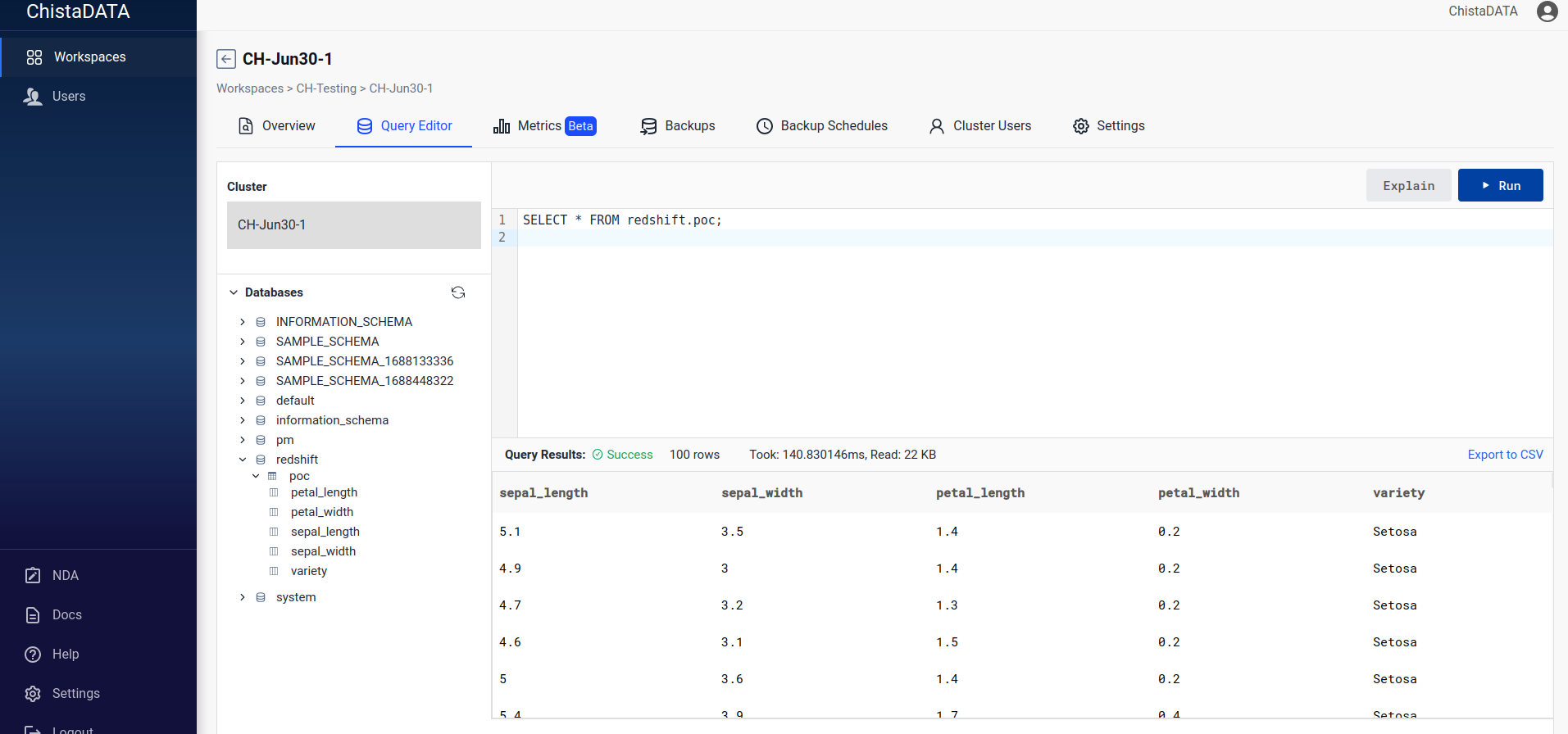 Migrating from Amazon Redshift to ChistaDATA Cloud